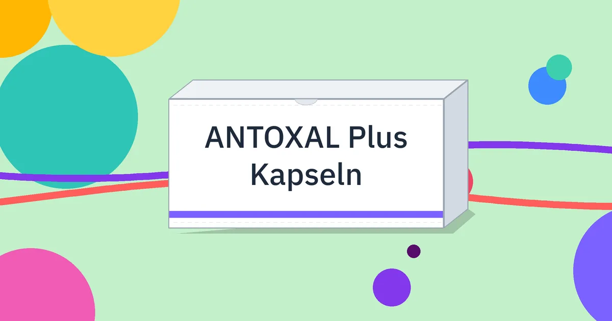 Symbolbild: Packung mit der Aufschrift ANTOXAL Plus Kapseln (PZN 05350839) – Verfügbarkeit und Bezug in Apotheken in Frankfurt am Main
