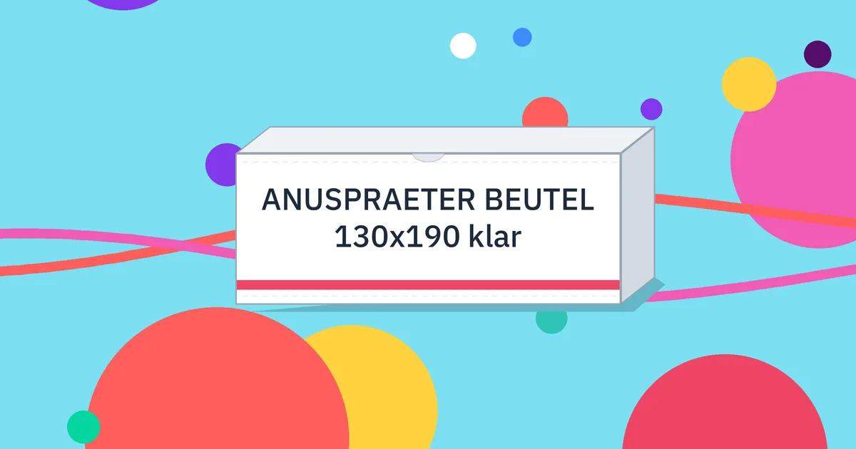 Symbolbild: Packung mit der Aufschrift ANUSPRAETER BEUTEL 130x190 klar (PZN 01960920) – Verfügbarkeit und Bezug in Apotheken in Frankfurt am Main