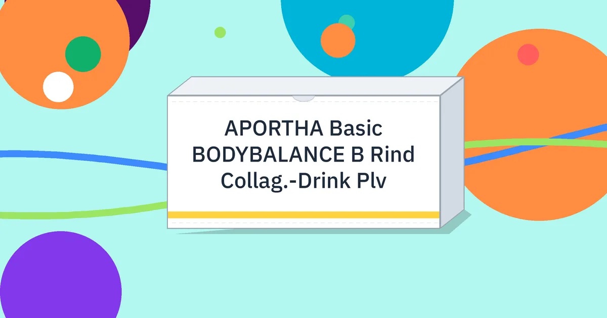 Symbolbild: Packung mit der Aufschrift APORTHA Basic BODYBALANCE B Rind Collag.-Drink Plv (PZN 19536140) – Verfügbarkeit und Bezug in Apotheken in Frankfurt am Main