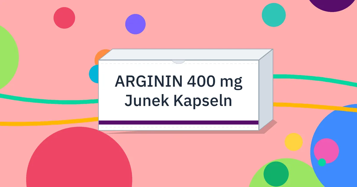 Symbolbild: Packung mit der Aufschrift ARGININ 400 mg Junek Kapseln (PZN 00132090) – Verfügbarkeit und Bezug in Apotheken in Frankfurt am Main