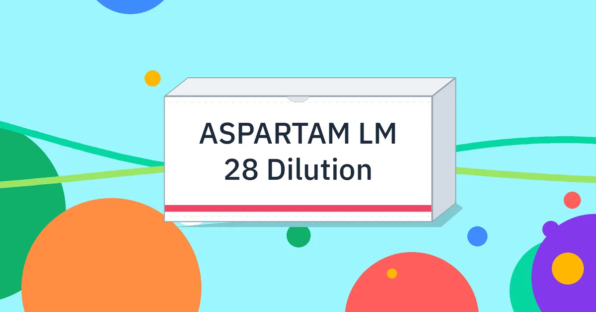 Symbolbild: Packung mit der Aufschrift ASPARTAM LM 28 Dilution (PZN 12782195) – Verfügbarkeit und Bezug in Apotheken in Frankfurt am Main