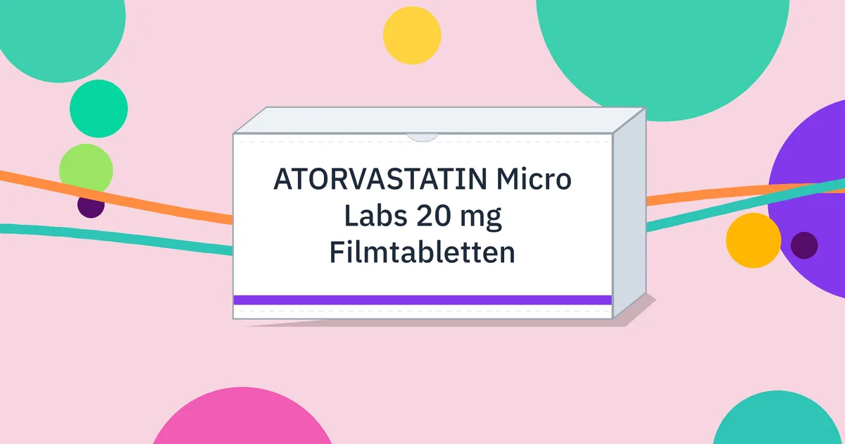 Symbolbild: Packung mit der Aufschrift ATORVASTATIN Micro Labs 20 mg Filmtabletten (PZN 19378592) – Verfügbarkeit und Bezug in Apotheken in Frankfurt am Main
