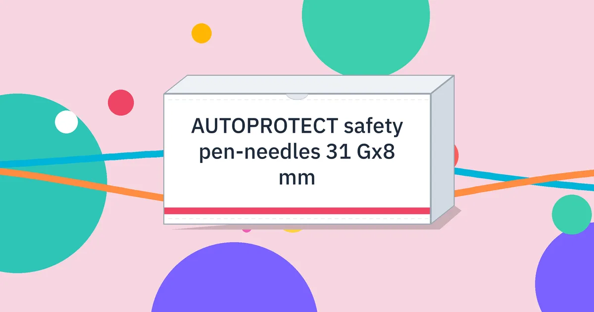 Symbolbild: Packung mit der Aufschrift AUTOPROTECT safety pen-needles 31 Gx8 mm (PZN 19756350) – Verfügbarkeit und Bezug in Apotheken in Frankfurt am Main