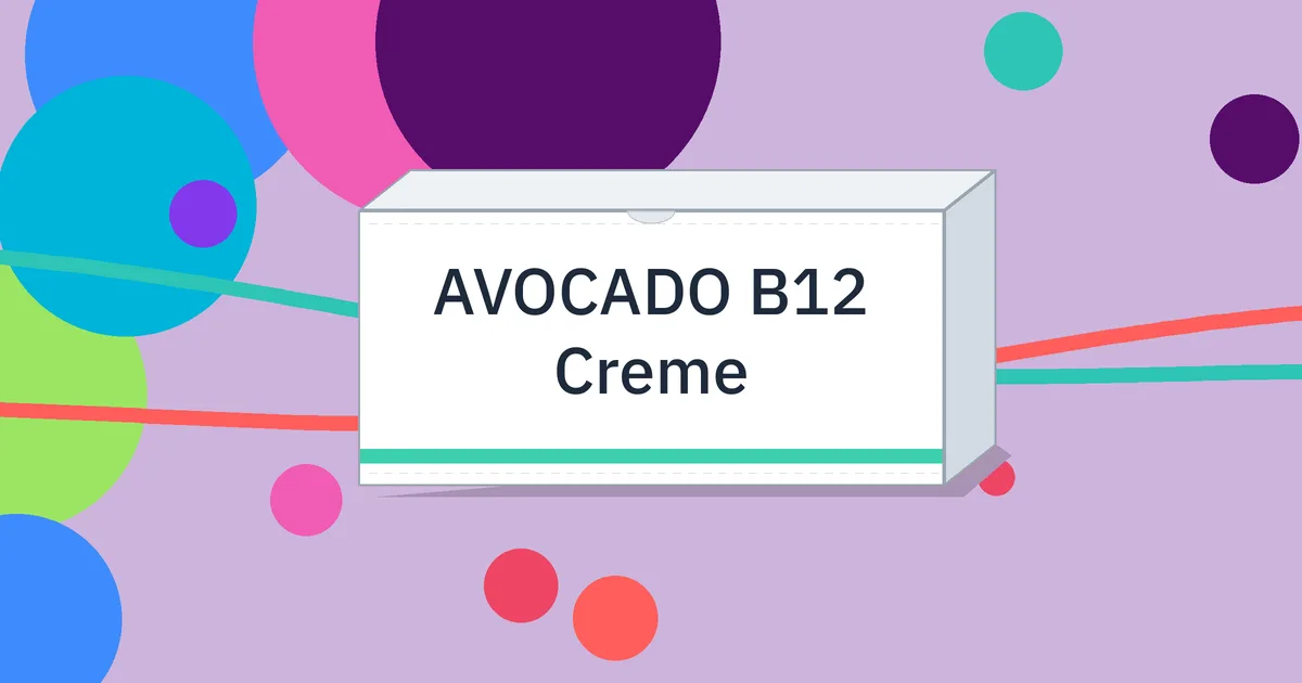 Symbolbild: Packung mit der Aufschrift AVOCADO B12 Creme (PZN 06148005) – Verfügbarkeit und Bezug in Apotheken in Frankfurt am Main