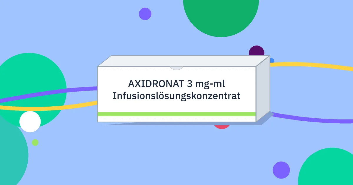 Symbolbild: Packung mit der Aufschrift AXIDRONAT 3 mg-ml Infusionslösungskonzentrat (PZN 07750419) – Verfügbarkeit und Bezug in Apotheken in Frankfurt am Main
