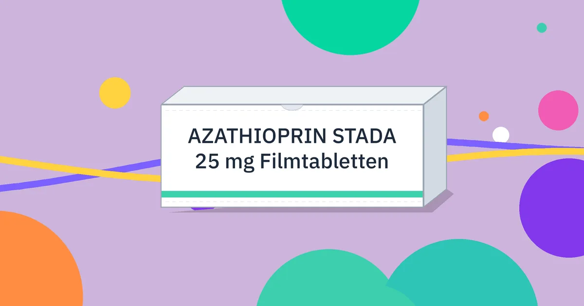 Symbolbild: Packung mit der Aufschrift AZATHIOPRIN STADA 25 mg Filmtabletten (PZN 02588747) – Verfügbarkeit und Bezug in Apotheken in Frankfurt am Main