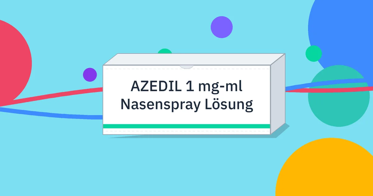 Symbolbild: Packung mit der Aufschrift AZEDIL 1 mg-ml Nasenspray Lösung (PZN 15869011) – Verfügbarkeit und Bezug in Apotheken in Frankfurt am Main