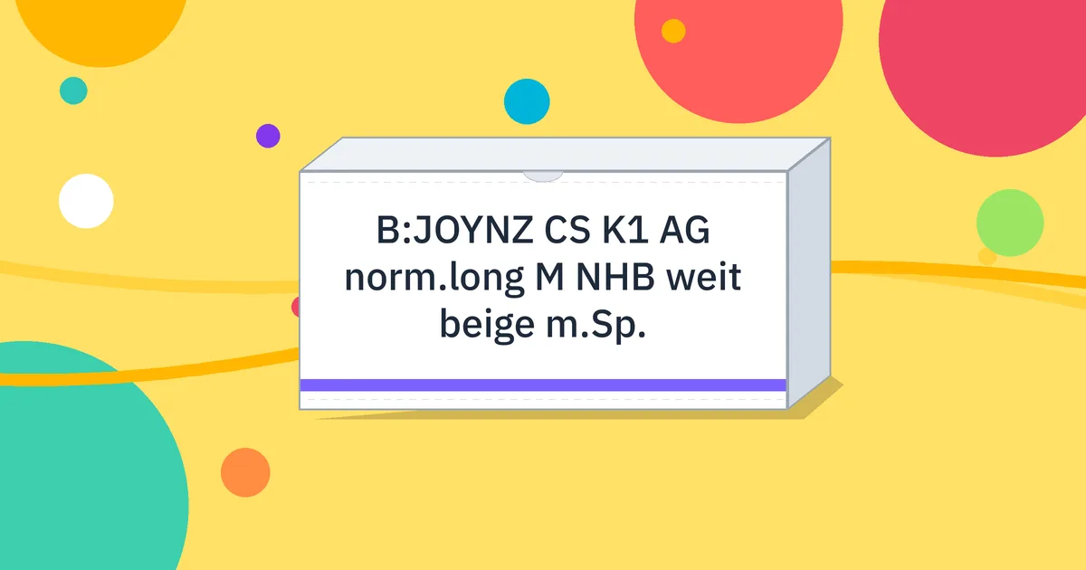 Symbolbild: Packung mit der Aufschrift B:JOYNZ CS K1 AG norm.long M NHB weit beige m.Sp. (PZN 20535424) – Verfügbarkeit und Bezug in Apotheken in Frankfurt am Main