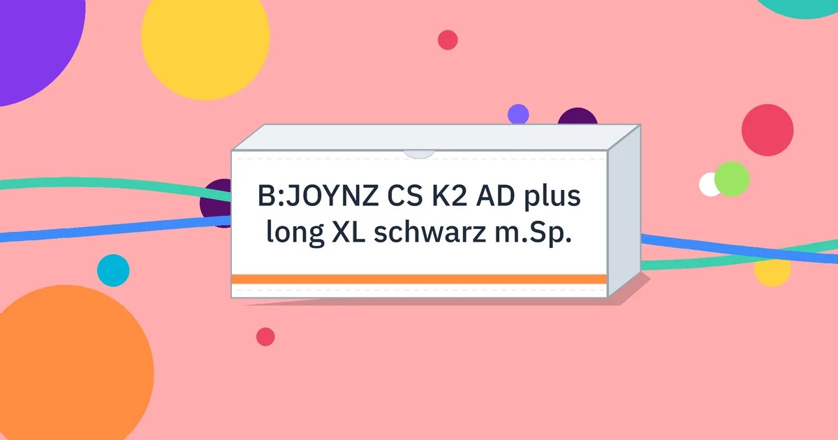 Symbolbild: Packung mit der Aufschrift B:JOYNZ CS K2 AD plus long XL schwarz m.Sp. (PZN 20525555) – Verfügbarkeit und Bezug in Apotheken in Frankfurt am Main