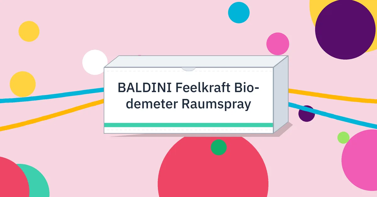Symbolbild: Packung mit der Aufschrift BALDINI Feelkraft Bio-demeter Raumspray (PZN 12436932) – Verfügbarkeit und Bezug in Apotheken in Frankfurt am Main