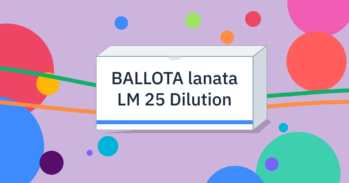 Symbolbild: Packung mit der Aufschrift BALLOTA lanata LM 25 Dilution (PZN 13374268) – Verfügbarkeit und Bezug in Apotheken in Frankfurt am Main