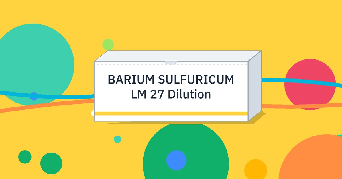 Symbolbild: Packung mit der Aufschrift BARIUM SULFURICUM LM 27 Dilution (PZN 13380547) – Verfügbarkeit und Bezug in Apotheken in Frankfurt am Main