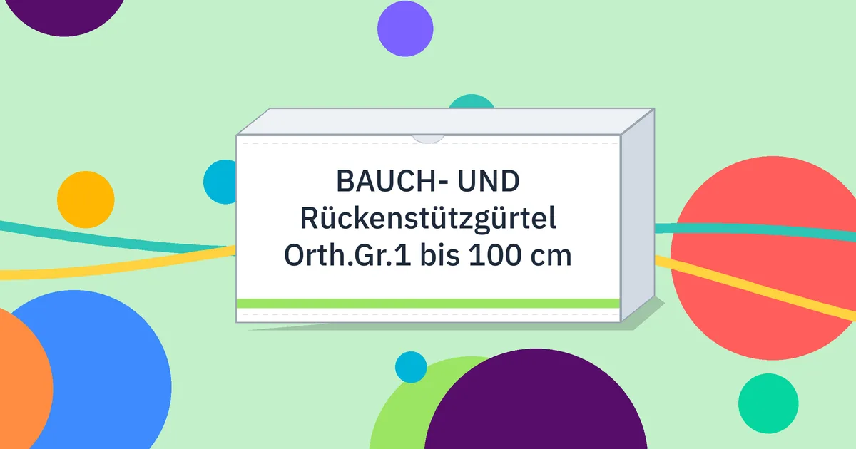 Symbolbild: Packung mit der Aufschrift BAUCH- UND Rückenstützgürtel Orth.Gr.1 bis 100 cm (PZN 01174305) – Verfügbarkeit und Bezug in Apotheken in Frankfurt am Main