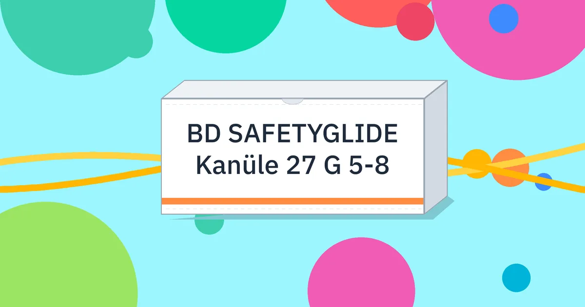 Symbolbild: Packung mit der Aufschrift BD SAFETYGLIDE Kanüle 27 G 5-8 (PZN 08848184) – Verfügbarkeit und Bezug in Apotheken in Frankfurt am Main