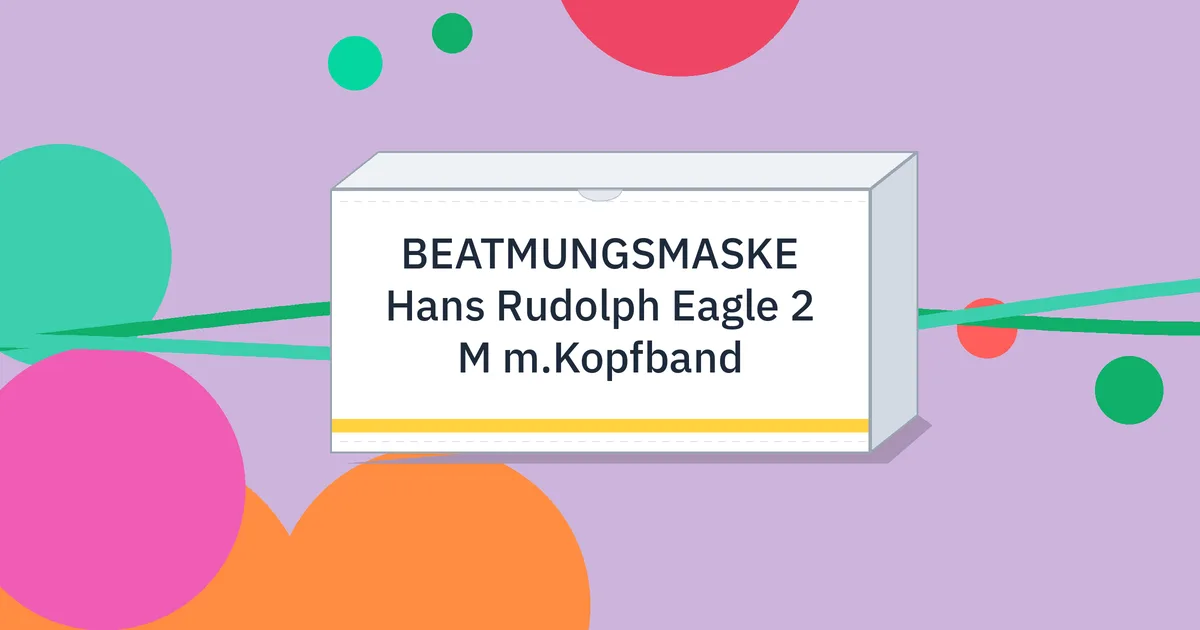 Symbolbild: Packung mit der Aufschrift BEATMUNGSMASKE Hans Rudolph Eagle 2 M m.Kopfband (PZN 17303779) – Verfügbarkeit und Bezug in Apotheken in Frankfurt am Main