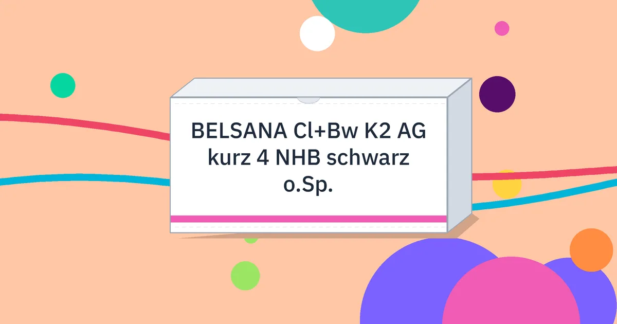 Symbolbild: Packung mit der Aufschrift BELSANA Cl+Bw K2 AG kurz 4 NHB schwarz o.Sp. (PZN 12247214) – Verfügbarkeit und Bezug in Apotheken in Frankfurt am Main