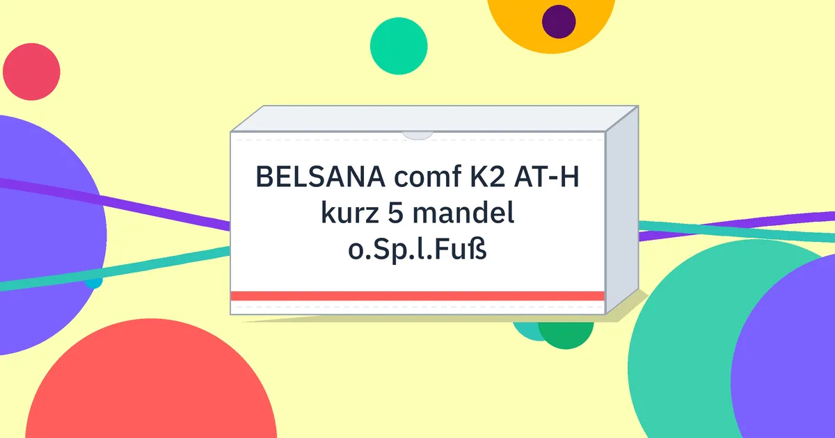 Symbolbild: Packung mit der Aufschrift BELSANA comf K2 AT-H kurz 5 mandel o.Sp.l.Fuß (PZN 12331096) – Verfügbarkeit und Bezug in Apotheken in Frankfurt am Main