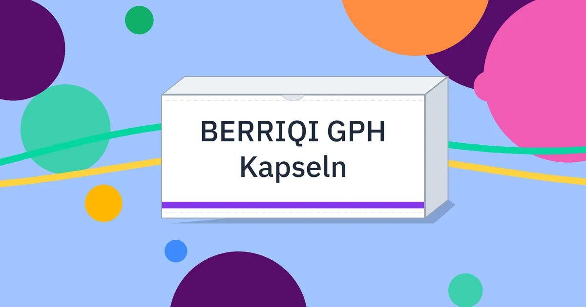 Symbolbild: Packung mit der Aufschrift BERRIQI GPH Kapseln (PZN 19204917) – Verfügbarkeit und Bezug in Apotheken in Frankfurt am Main