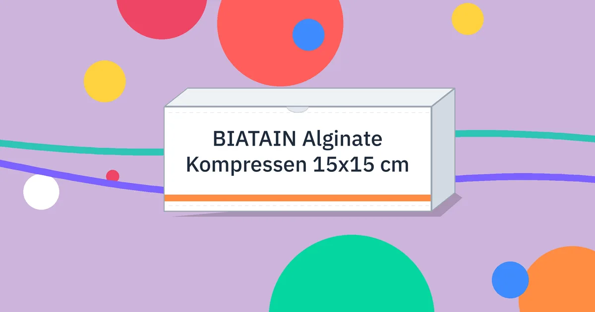 Symbolbild: Packung mit der Aufschrift BIATAIN Alginate Kompressen 15x15 cm (PZN 18776020) – Verfügbarkeit und Bezug in Apotheken in Frankfurt am Main