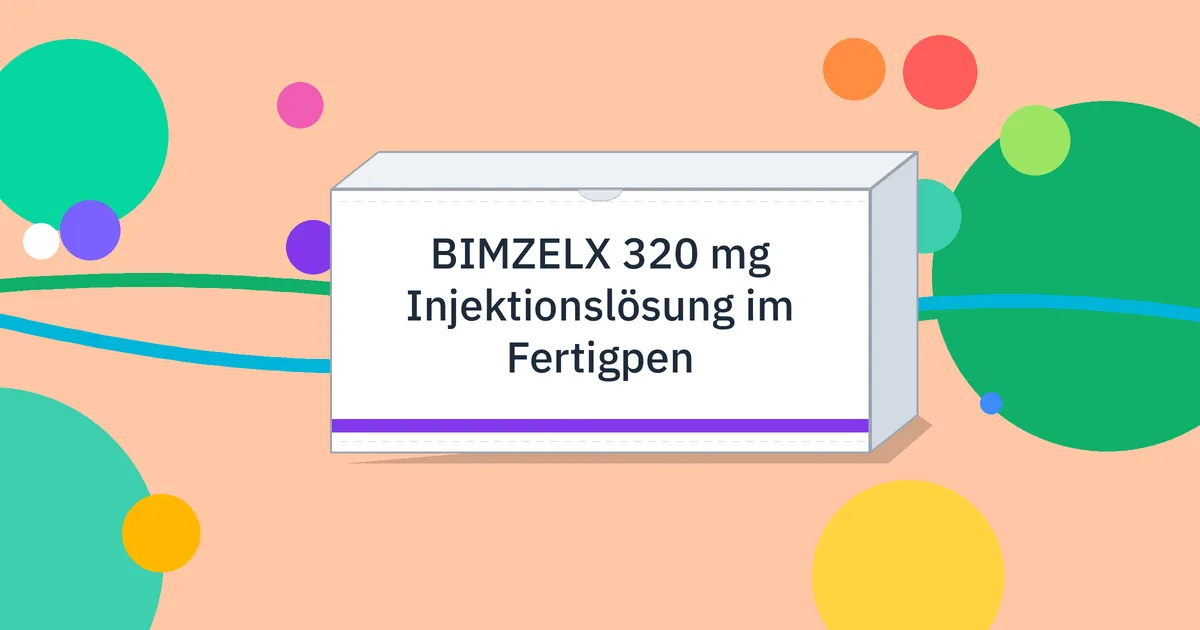 Symbolbild: Packung mit der Aufschrift BIMZELX 320 mg Injektionslösung im Fertigpen (PZN 20402309) – Verfügbarkeit und Bezug in Apotheken in Frankfurt am Main