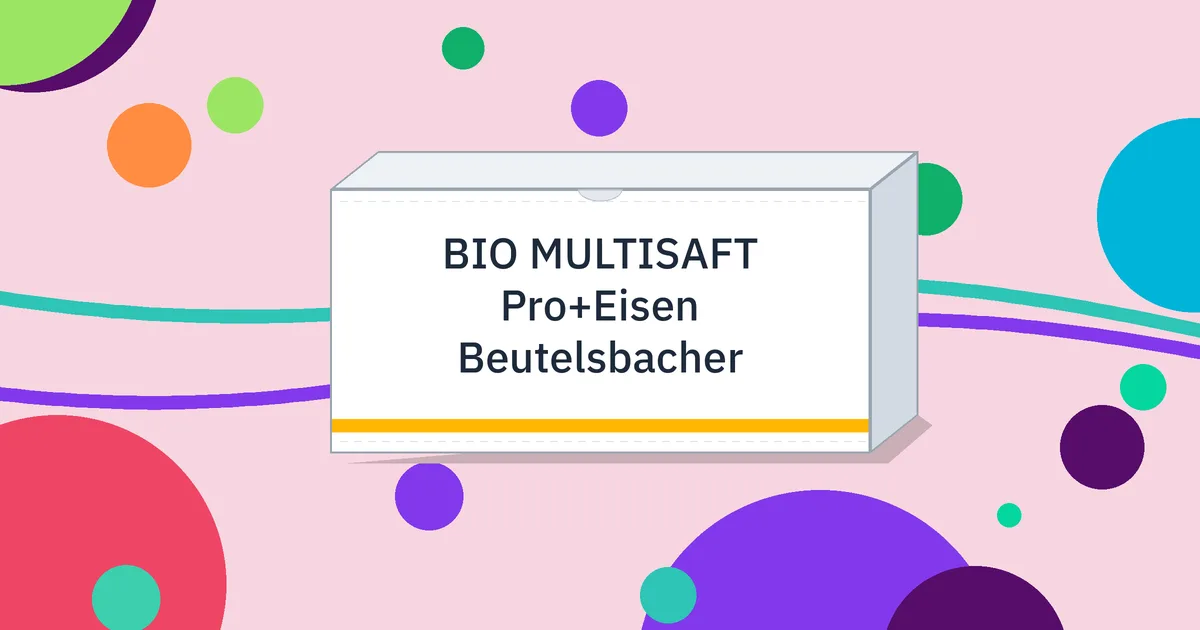 Symbolbild: Packung mit der Aufschrift BIO MULTISAFT Pro+Eisen Beutelsbacher (PZN 20597483) – Verfügbarkeit und Bezug in Apotheken in Frankfurt am Main