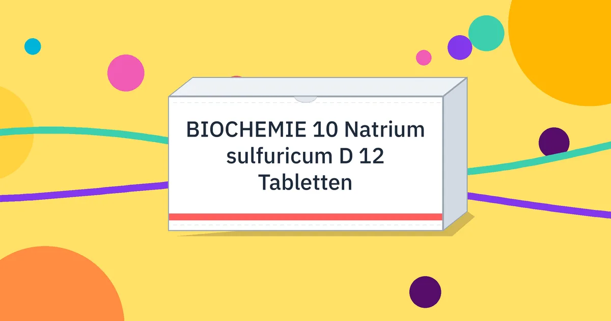 Symbolbild: Packung mit der Aufschrift BIOCHEMIE 10 Natrium sulfuricum D 12 Tabletten (PZN 05955620) – Verfügbarkeit und Bezug in Apotheken in Frankfurt am Main