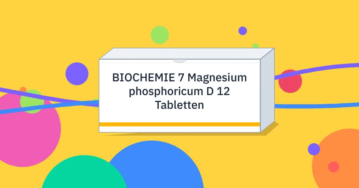 Symbolbild: Packung mit der Aufschrift BIOCHEMIE 7 Magnesium phosphoricum D 12 Tabletten (PZN 04130691) – Verfügbarkeit und Bezug in Apotheken in Frankfurt am Main