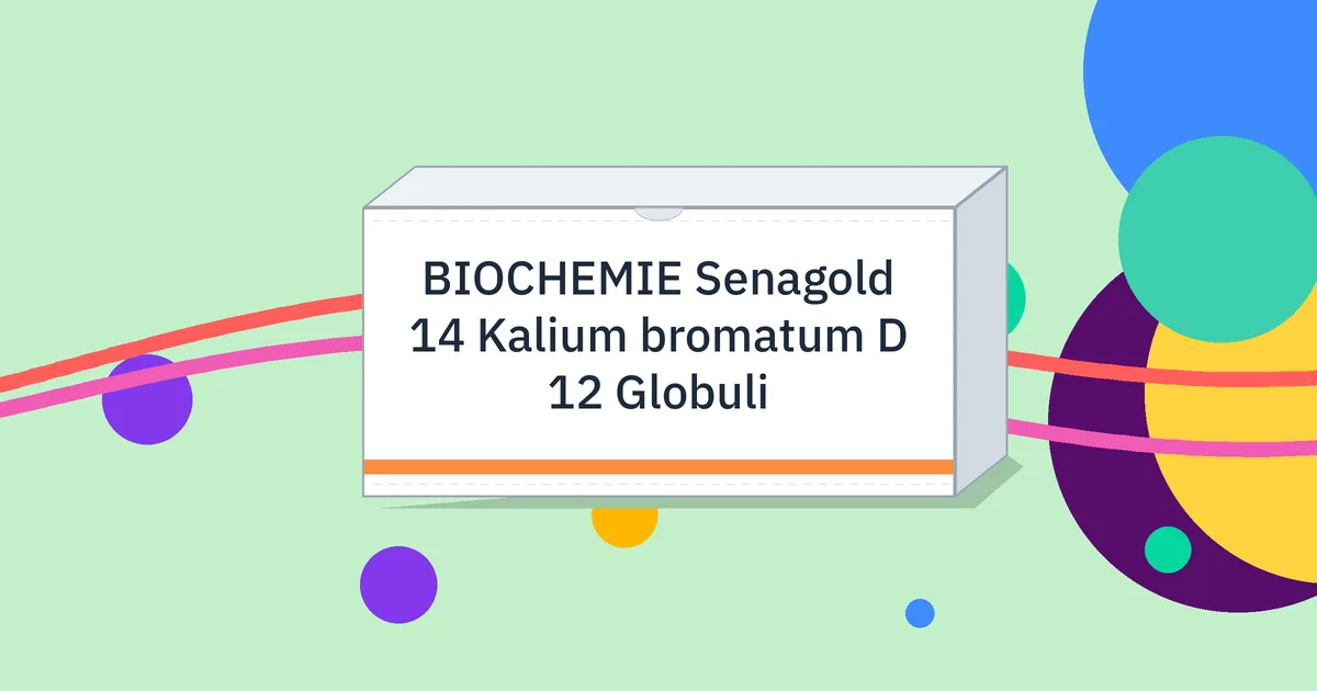 Symbolbild: Packung mit der Aufschrift BIOCHEMIE Senagold 14 Kalium bromatum D 12 Globuli (PZN 09214978) – Verfügbarkeit und Bezug in Apotheken in Frankfurt am Main