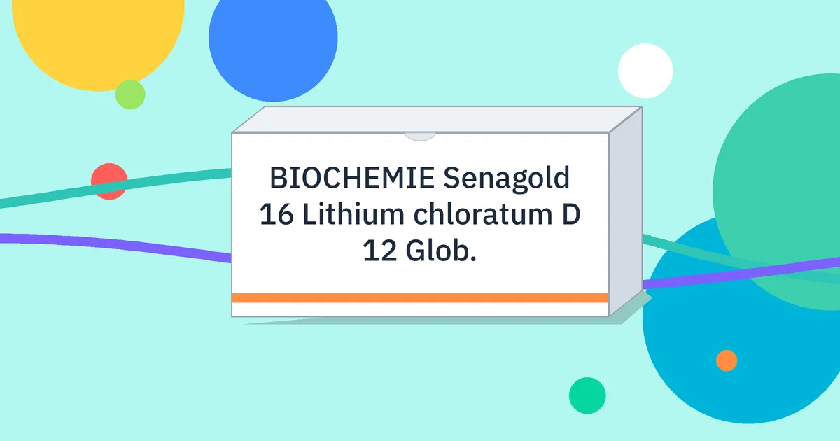 Symbolbild: Packung mit der Aufschrift BIOCHEMIE Senagold 16 Lithium chloratum D 12 Glob. (PZN 09214725) – Verfügbarkeit und Bezug in Apotheken in Frankfurt am Main