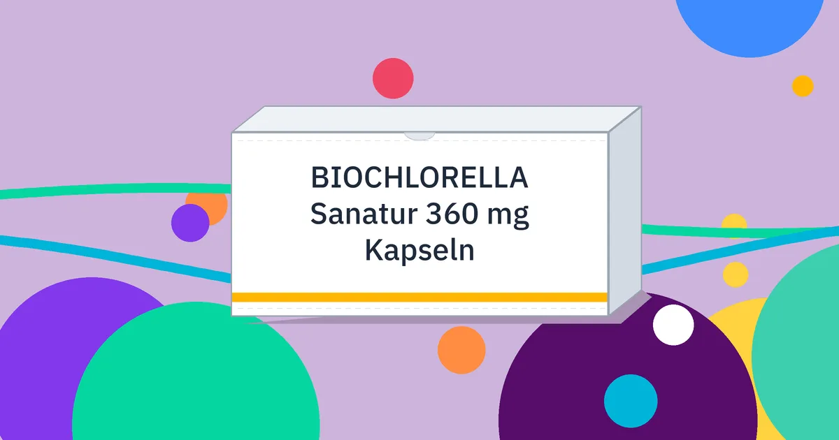 Symbolbild: Packung mit der Aufschrift BIOCHLORELLA Sanatur 360 mg Kapseln (PZN 09083045) – Verfügbarkeit und Bezug in Apotheken in Frankfurt am Main