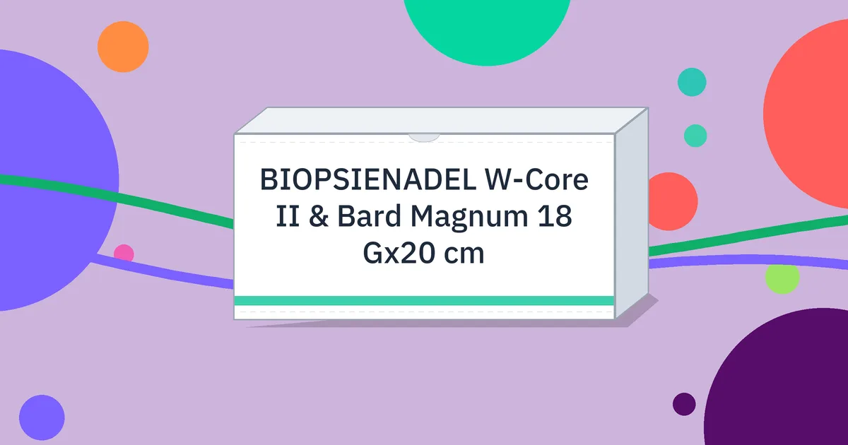 Symbolbild: Packung mit der Aufschrift BIOPSIENADEL W-Core II & Bard Magnum 18 Gx20 cm (PZN 19351699) – Verfügbarkeit und Bezug in Apotheken in Frankfurt am Main