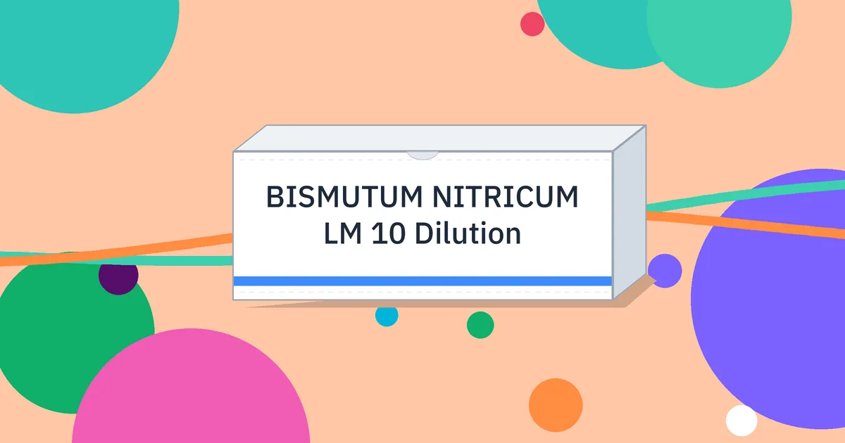 Symbolbild: Packung mit der Aufschrift BISMUTUM NITRICUM LM 10 Dilution (PZN 13386834) – Verfügbarkeit und Bezug in Apotheken in Frankfurt am Main