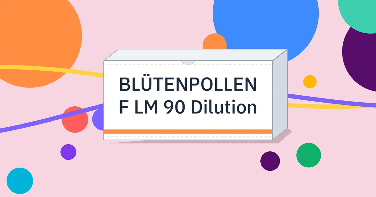 Symbolbild: Packung mit der Aufschrift BLÜTENPOLLEN F LM 90 Dilution (PZN 13389904) – Verfügbarkeit und Bezug in Apotheken in Frankfurt am Main