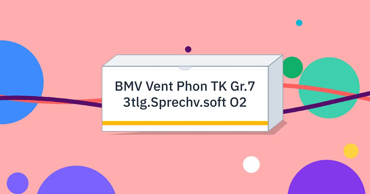 Symbolbild: Packung mit der Aufschrift BMV Vent Phon TK Gr.7 3tlg.Sprechv.soft O2 (PZN 18385940) – Verfügbarkeit und Bezug in Apotheken in Frankfurt am Main