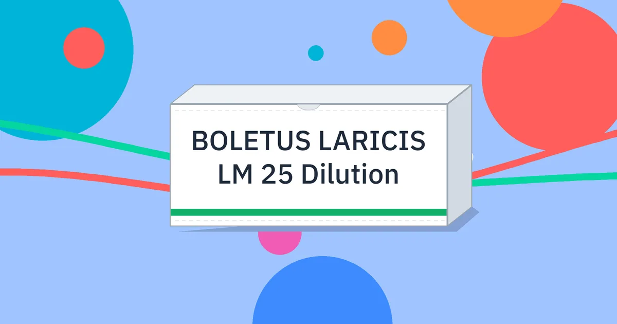 Symbolbild: Packung mit der Aufschrift BOLETUS LARICIS LM 25 Dilution (PZN 13391574) – Verfügbarkeit und Bezug in Apotheken in Frankfurt am Main