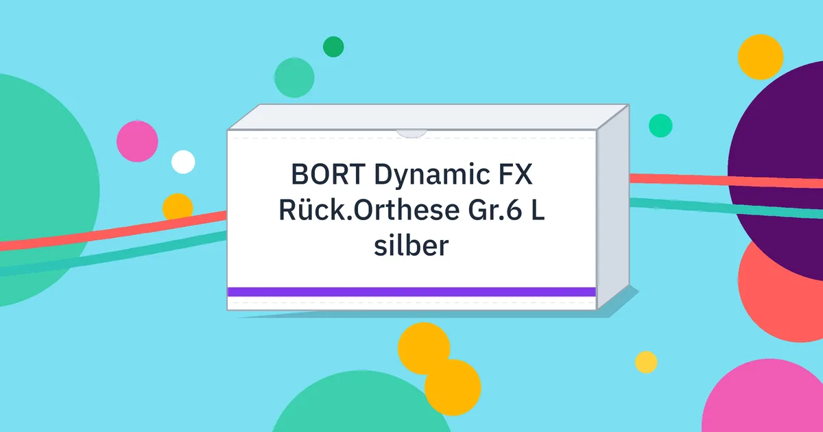 Symbolbild: Packung mit der Aufschrift BORT Dynamic FX Rück.Orthese Gr.6 L silber (PZN 07669717) – Verfügbarkeit und Bezug in Apotheken in Frankfurt am Main