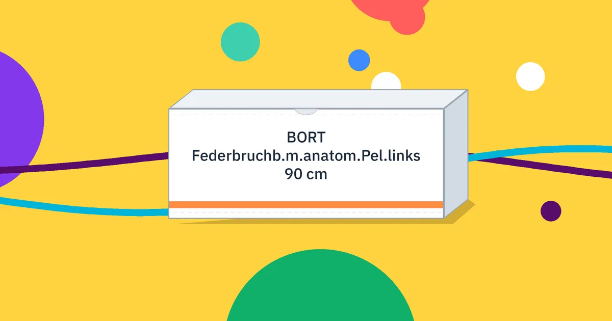 Symbolbild: Packung mit der Aufschrift BORT Federbruchb.m.anatom.Pel.links 90 cm (PZN 07195372) – Verfügbarkeit und Bezug in Apotheken in Frankfurt am Main