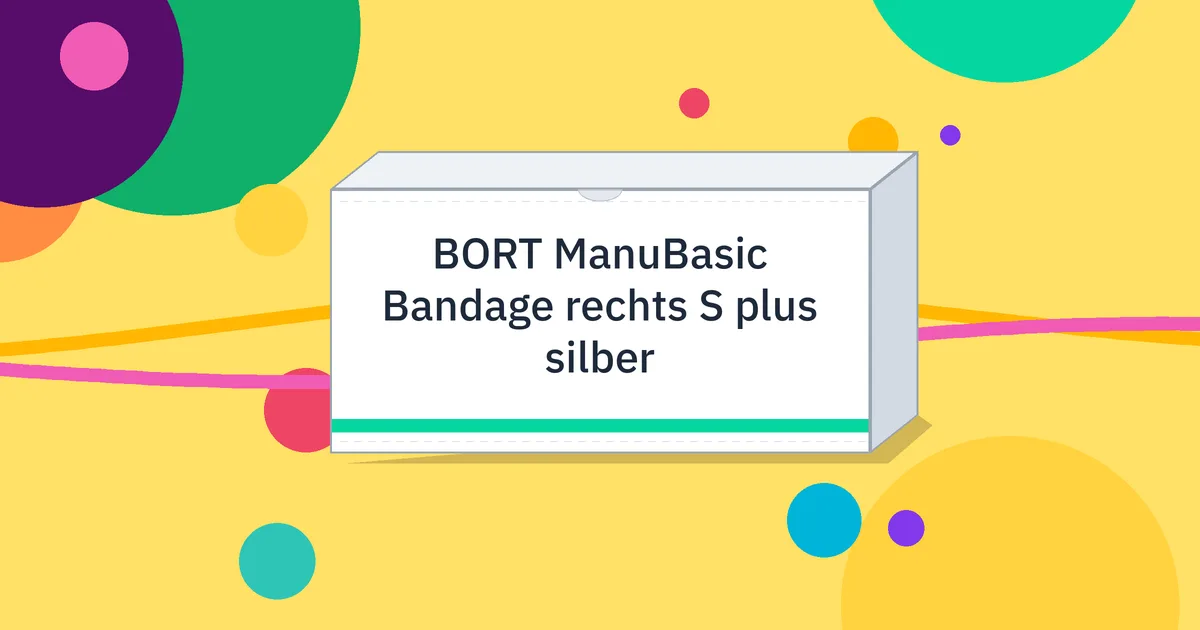 Symbolbild: Packung mit der Aufschrift BORT ManuBasic Bandage rechts S plus silber (PZN 16317905) – Verfügbarkeit und Bezug in Apotheken in Frankfurt am Main