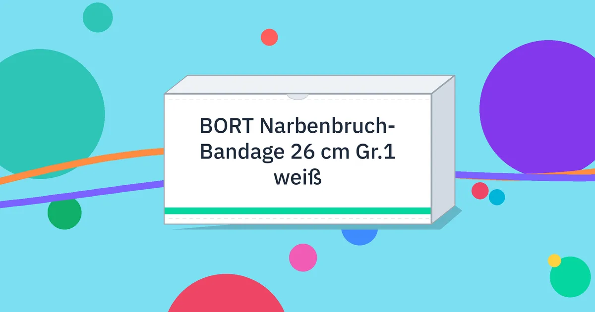 Symbolbild: Packung mit der Aufschrift BORT Narbenbruch-Bandage 26 cm Gr.1 weiß (PZN 11581856) – Verfügbarkeit und Bezug in Apotheken in Frankfurt am Main