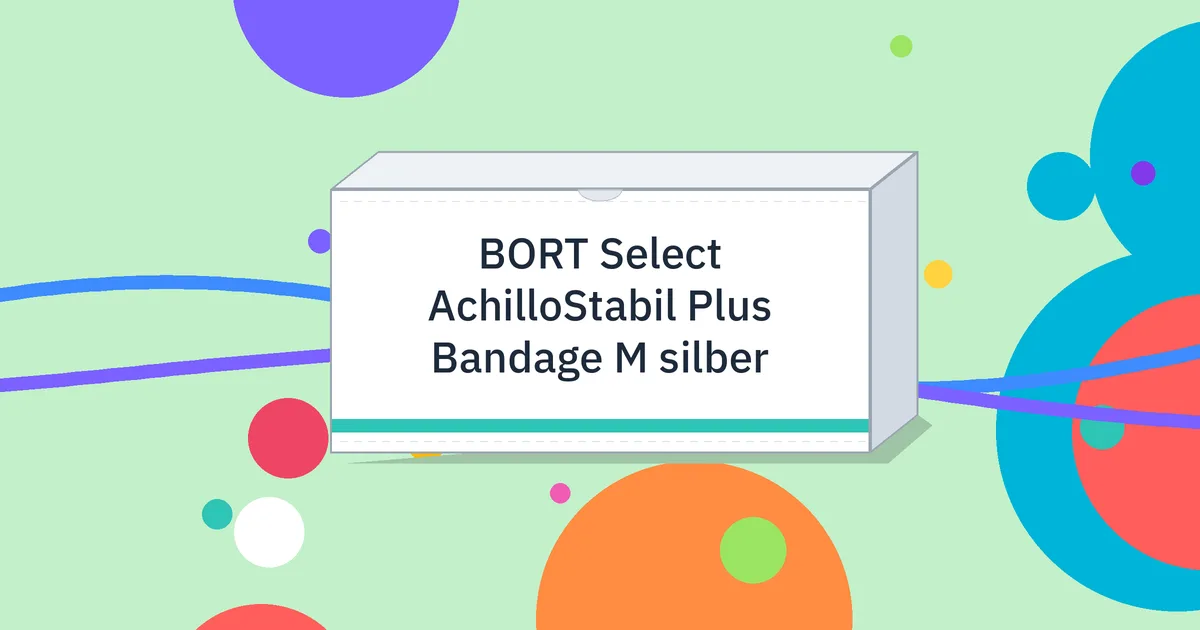 Symbolbild: Packung mit der Aufschrift BORT Select AchilloStabil Plus Bandage M silber (PZN 09443383) – Verfügbarkeit und Bezug in Apotheken in Frankfurt am Main