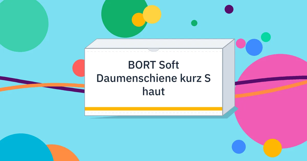 Symbolbild: Packung mit der Aufschrift BORT Soft Daumenschiene kurz S haut (PZN 06084713) – Verfügbarkeit und Bezug in Apotheken in Frankfurt am Main