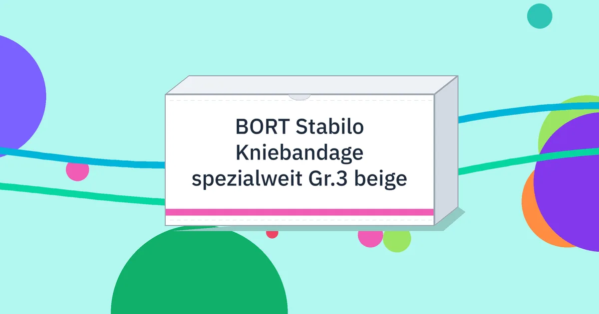Symbolbild: Packung mit der Aufschrift BORT Stabilo Kniebandage spezialweit Gr.3 beige (PZN 06084127) – Verfügbarkeit und Bezug in Apotheken in Frankfurt am Main