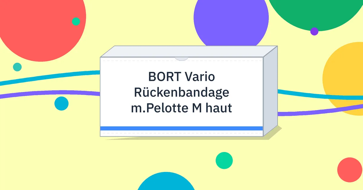 Symbolbild: Packung mit der Aufschrift BORT Vario Rückenbandage m.Pelotte M haut (PZN 04100632) – Verfügbarkeit und Bezug in Apotheken in Frankfurt am Main