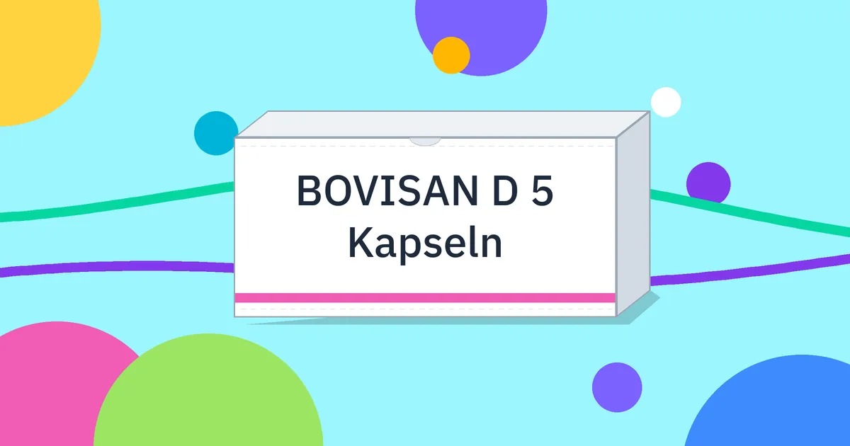 Symbolbild: Packung mit der Aufschrift BOVISAN D 5 Kapseln (PZN 04868675) – Verfügbarkeit und Bezug in Apotheken in Frankfurt am Main