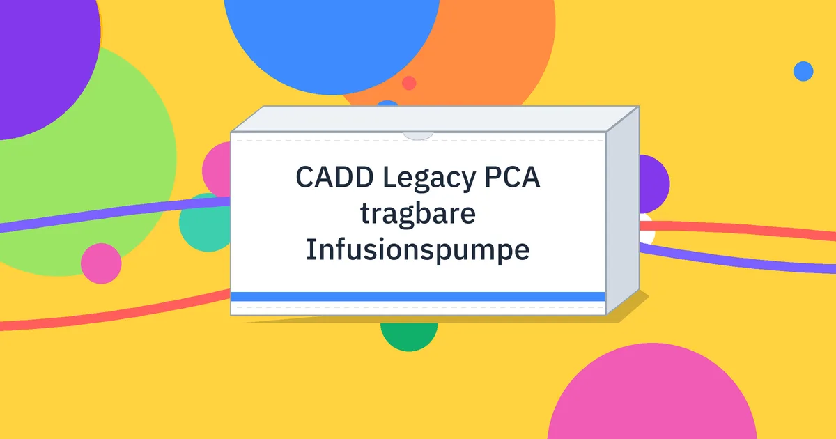 Symbolbild: Packung mit der Aufschrift CADD Legacy PCA tragbare Infusionspumpe (PZN 18031811) – Verfügbarkeit und Bezug in Apotheken in Frankfurt am Main