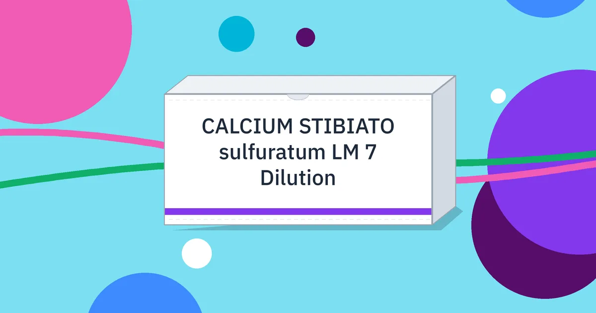 Symbolbild: Packung mit der Aufschrift CALCIUM STIBIATO sulfuratum LM 7 Dilution (PZN 12806487) – Verfügbarkeit und Bezug in Apotheken in Frankfurt am Main
