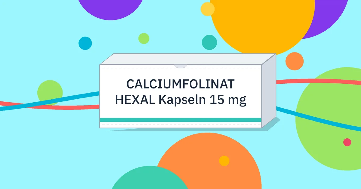 Symbolbild: Packung mit der Aufschrift CALCIUMFOLINAT HEXAL Kapseln 15 mg (PZN 08772848) – Verfügbarkeit und Bezug in Apotheken in Frankfurt am Main