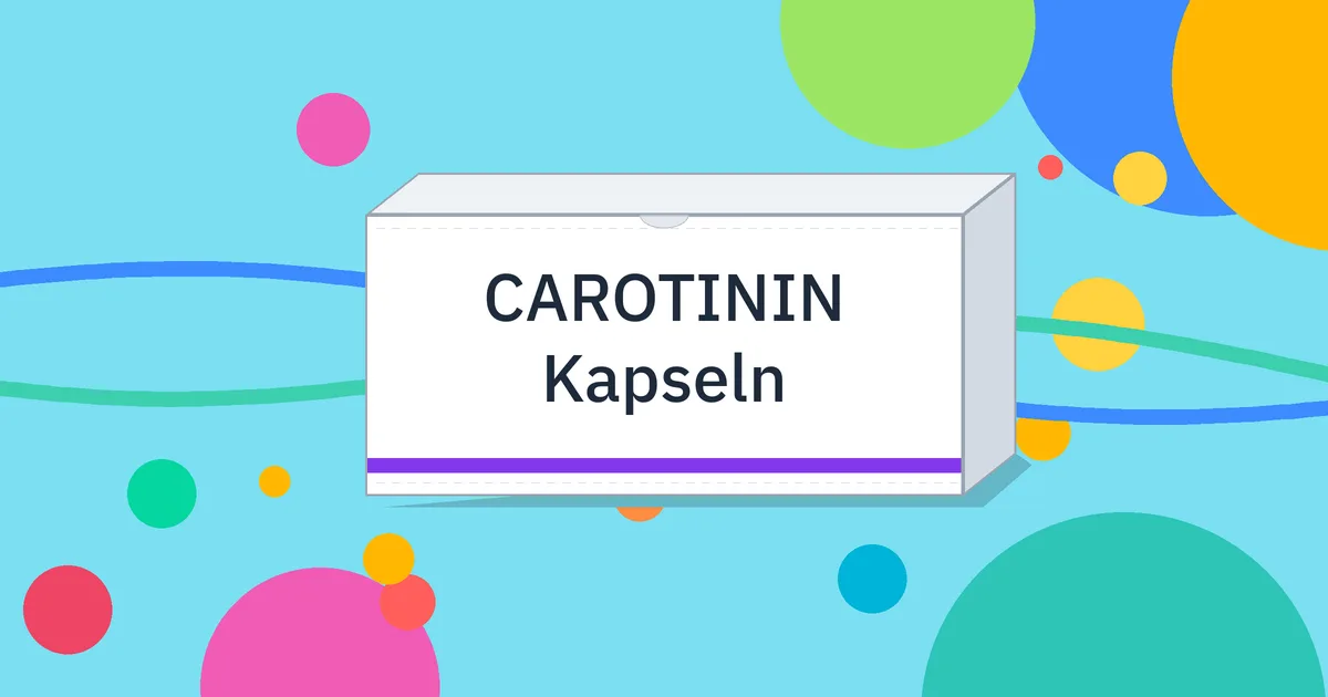 Symbolbild: Packung mit der Aufschrift CAROTININ Kapseln (PZN 04745725) – Verfügbarkeit und Bezug in Apotheken in Frankfurt am Main