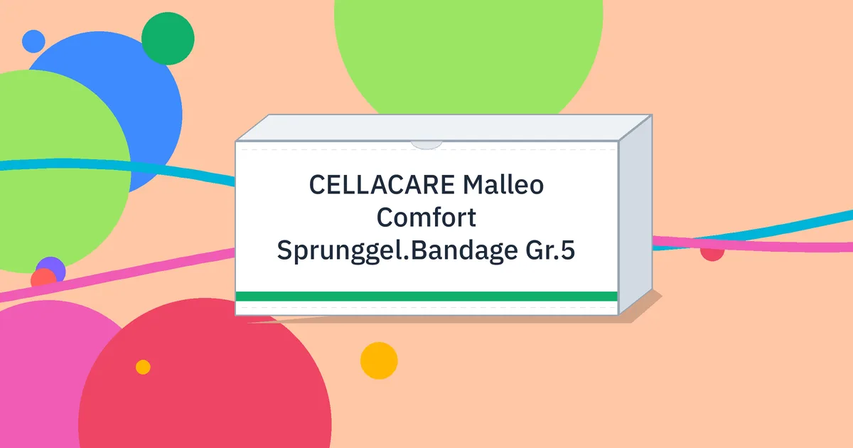 Symbolbild: Packung mit der Aufschrift CELLACARE Malleo Comfort Sprunggel.Bandage Gr.5 (PZN 11664861) – Verfügbarkeit und Bezug in Apotheken in Frankfurt am Main