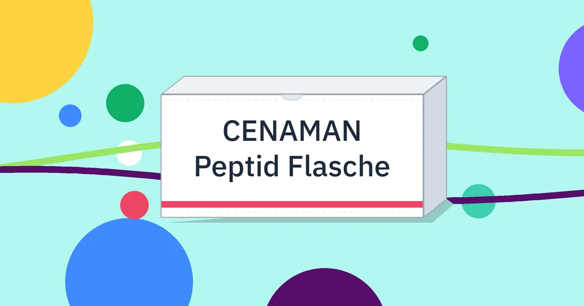 Symbolbild: Packung mit der Aufschrift CENAMAN Peptid Flasche (PZN 18883307) – Verfügbarkeit und Bezug in Apotheken in Frankfurt am Main